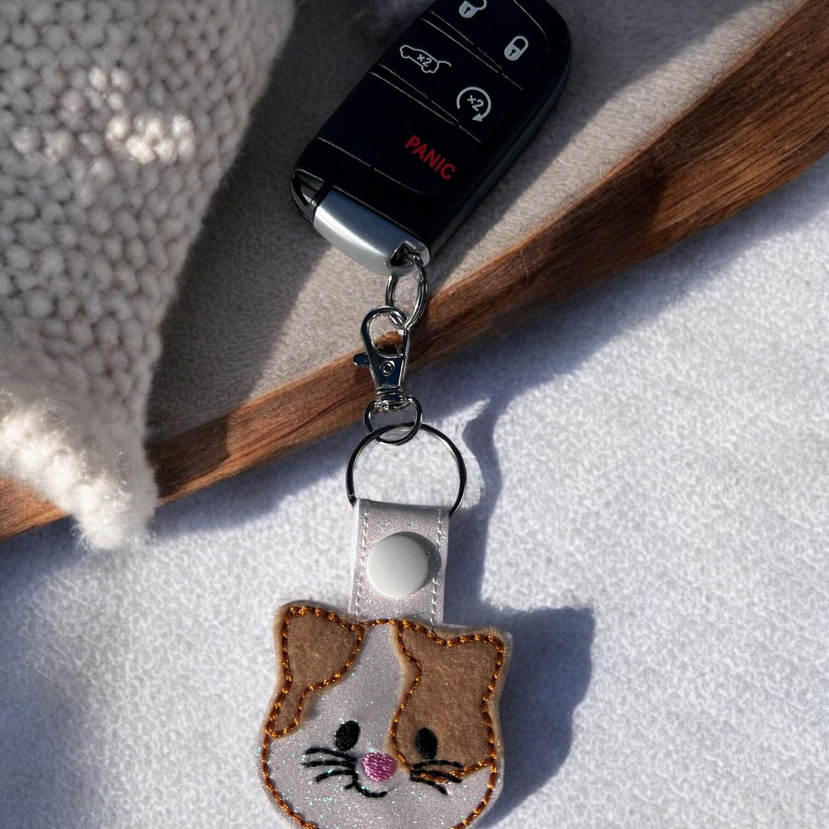 Embroidered Cat Keychain – Handcrafted Vinyl Pet Keychain – Amanda Rose ...