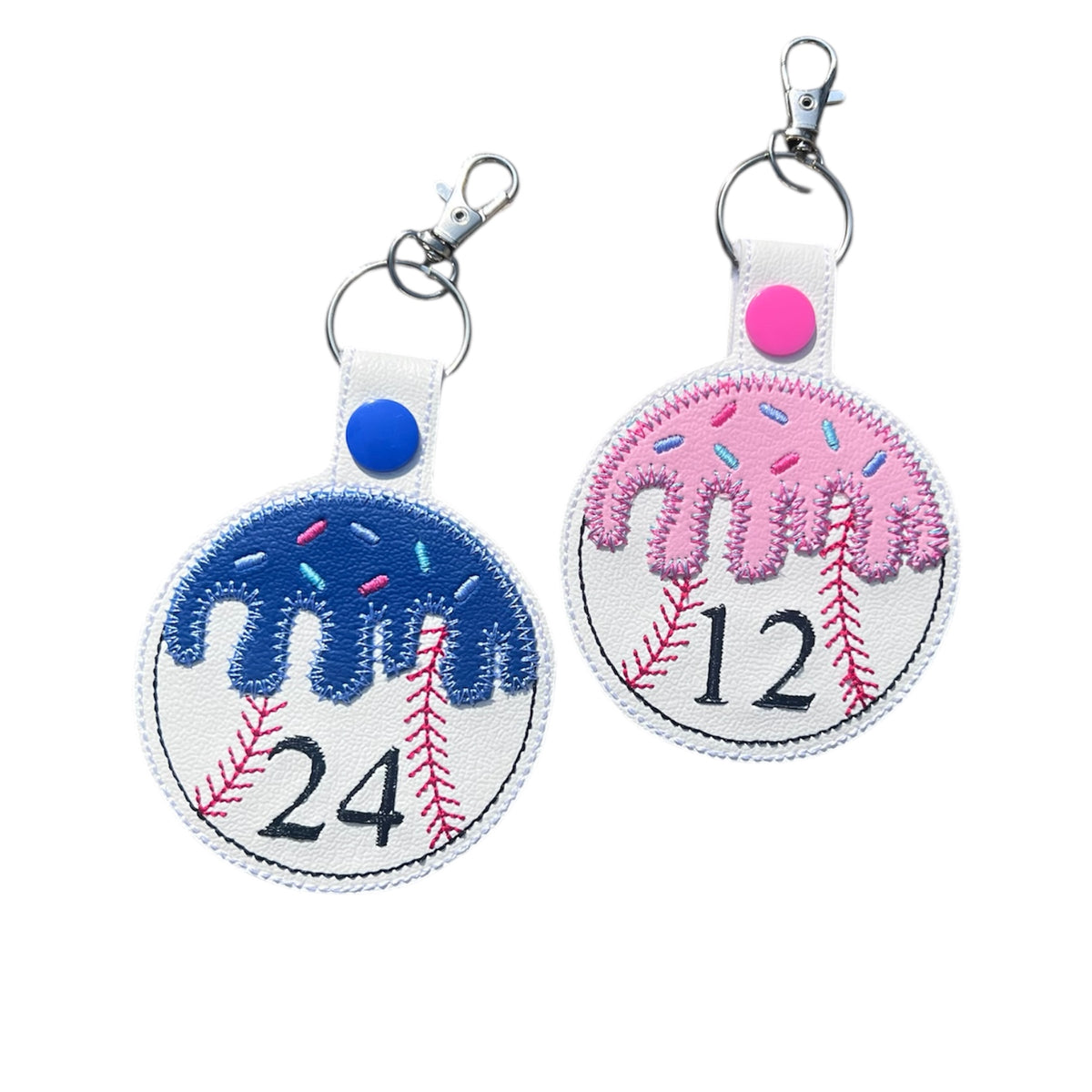 Embroidered Baseball Name Tag Keychain with Custom Number – Amanda Rose ...