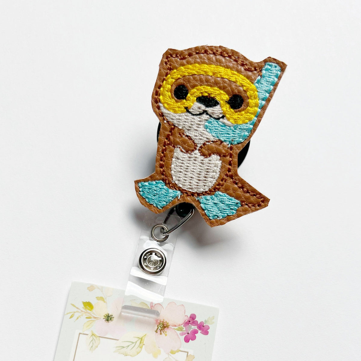 Otter with Snorkel Badge Reel, cute badge reel, otter badge reel ...