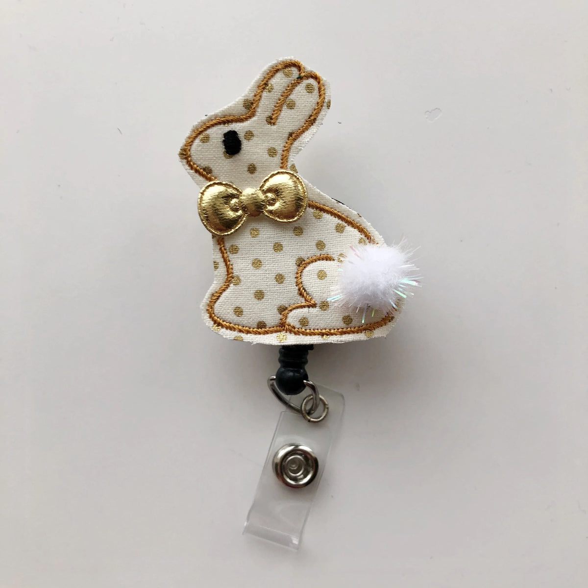 polka dot Bunny Badge Reel, easter badge reel, nurse badge reel ...